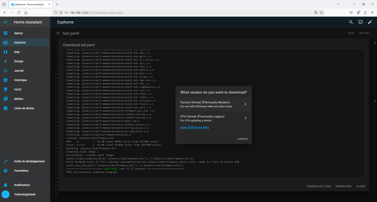 ESPHome sur Docker et Home Assistant - Technologie Geek